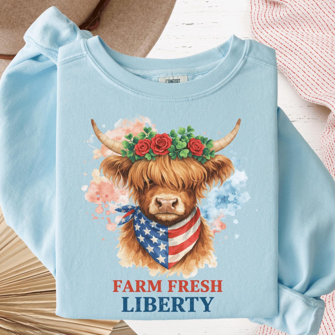 Farm Fresh Liberty, Highland Cow, Semiquincentennial, America 250 Gift ...