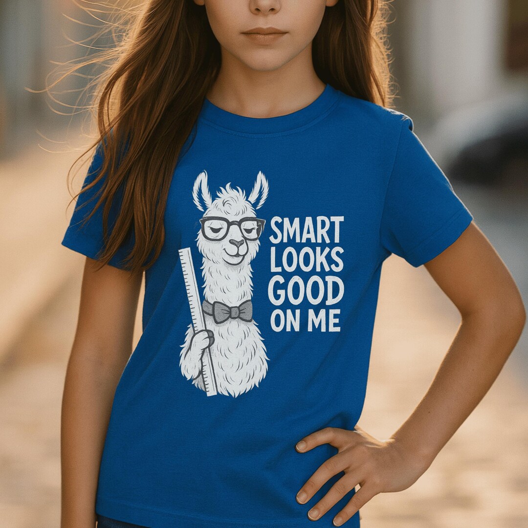 Smart Llama Back to School Shirt: Nerdy Animal Design - Etsy