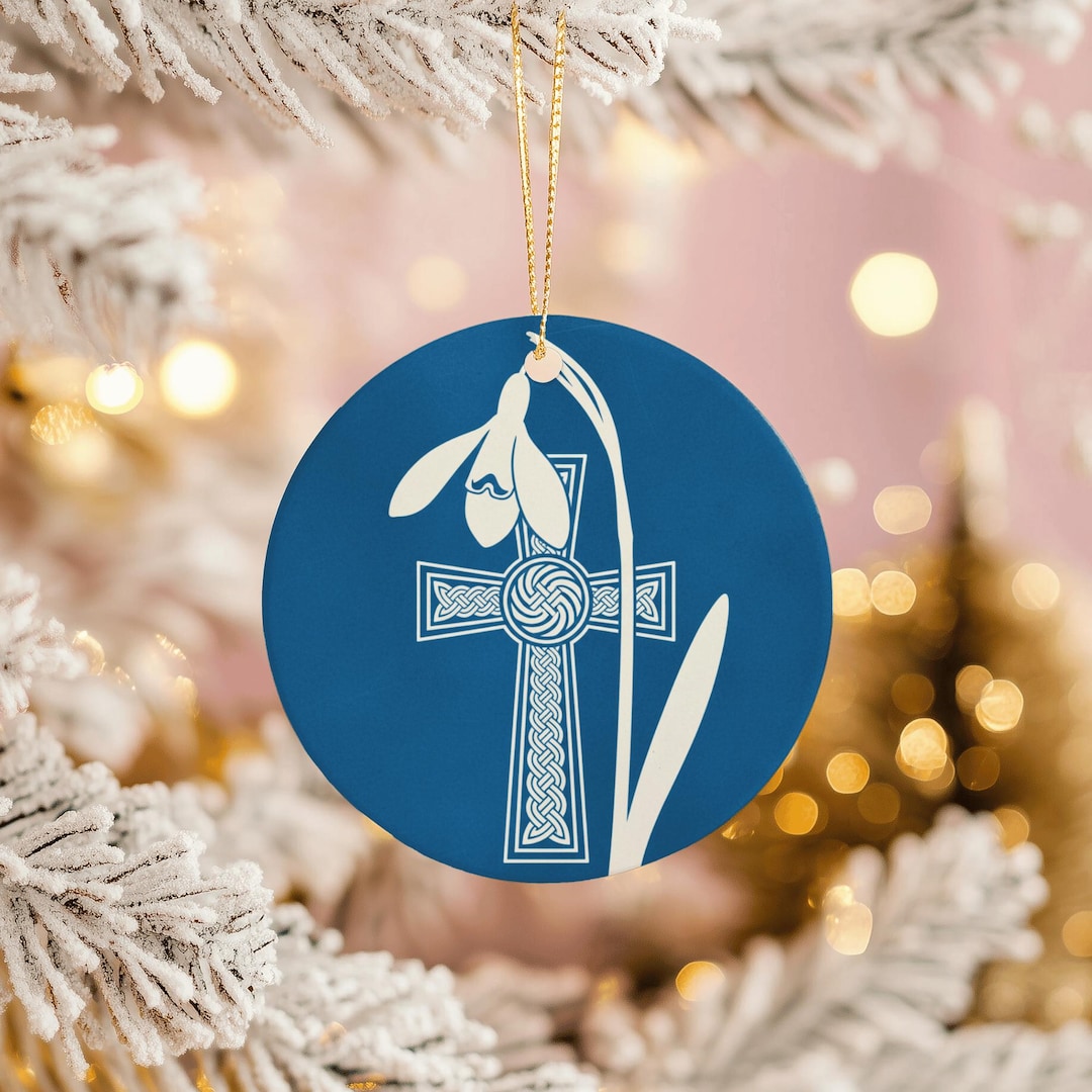 Brigid Celtic Cross Ornament Imbolc Snowdrop Pagan Yule Winter Decor - Etsy