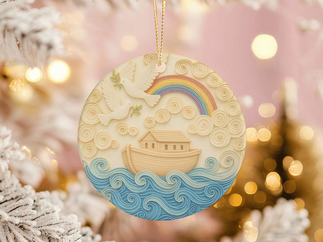 Noah's Ark Ornament, Rainbow Doves, Christian Christmas Decor - Etsy