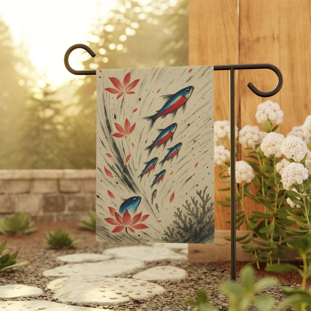 Neon Tetra Garden Flag: Colorful Aquarium Fish, Lotus Pond Decor - Etsy