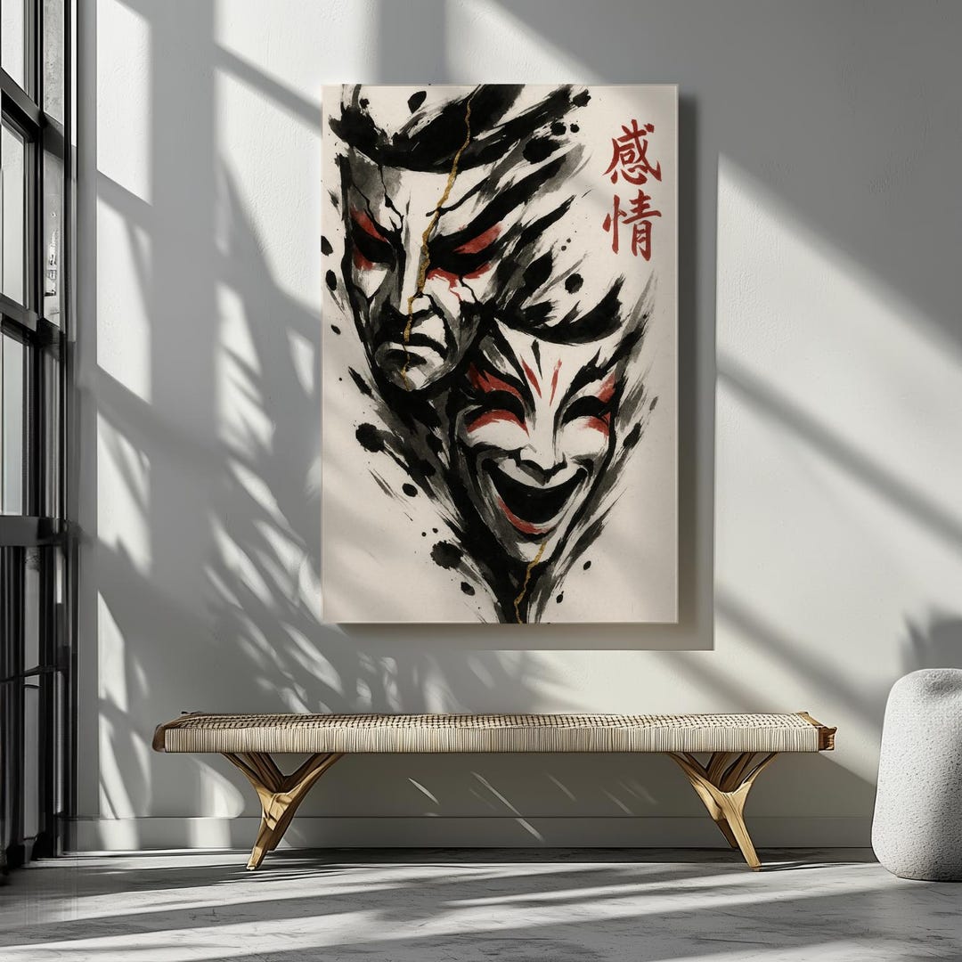 Comedy Tragedy Mask Canvas: Gothic Expressionist Theater Decor - Etsy