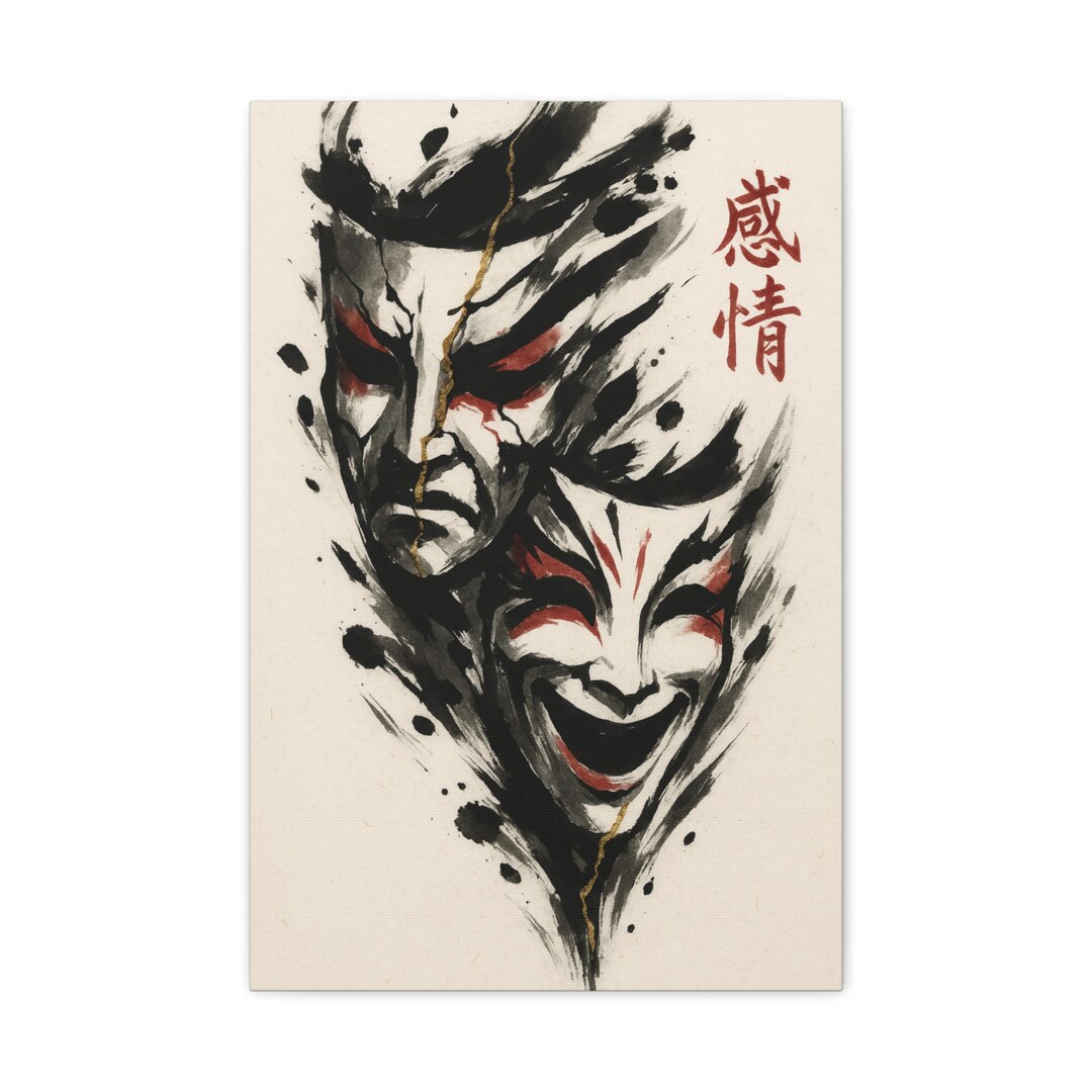 Comedy Tragedy Mask Wall Art Theater Face Canvas Gothic Expressionist ...