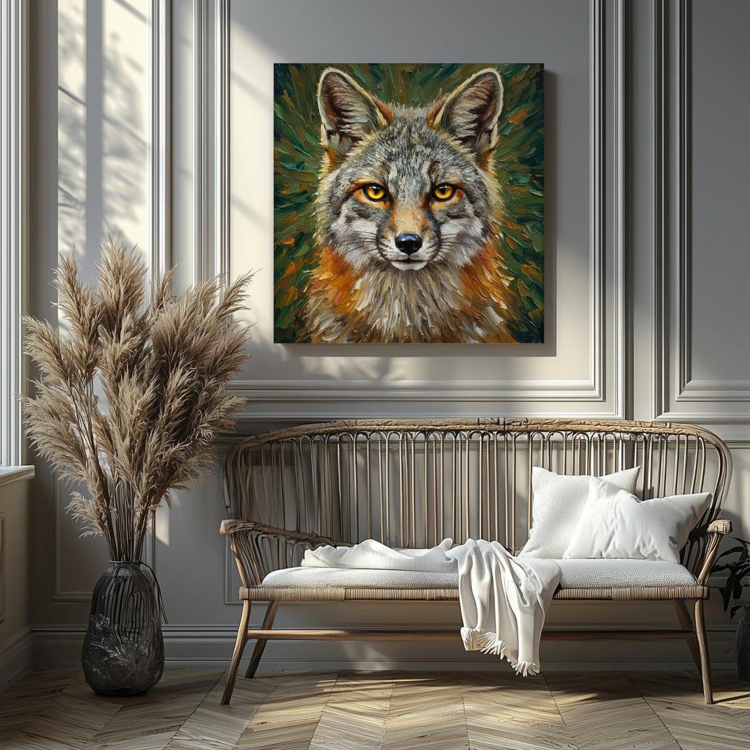 Impasto Fox Canvas Print | Rustic Wildlife Portrait - Etsy