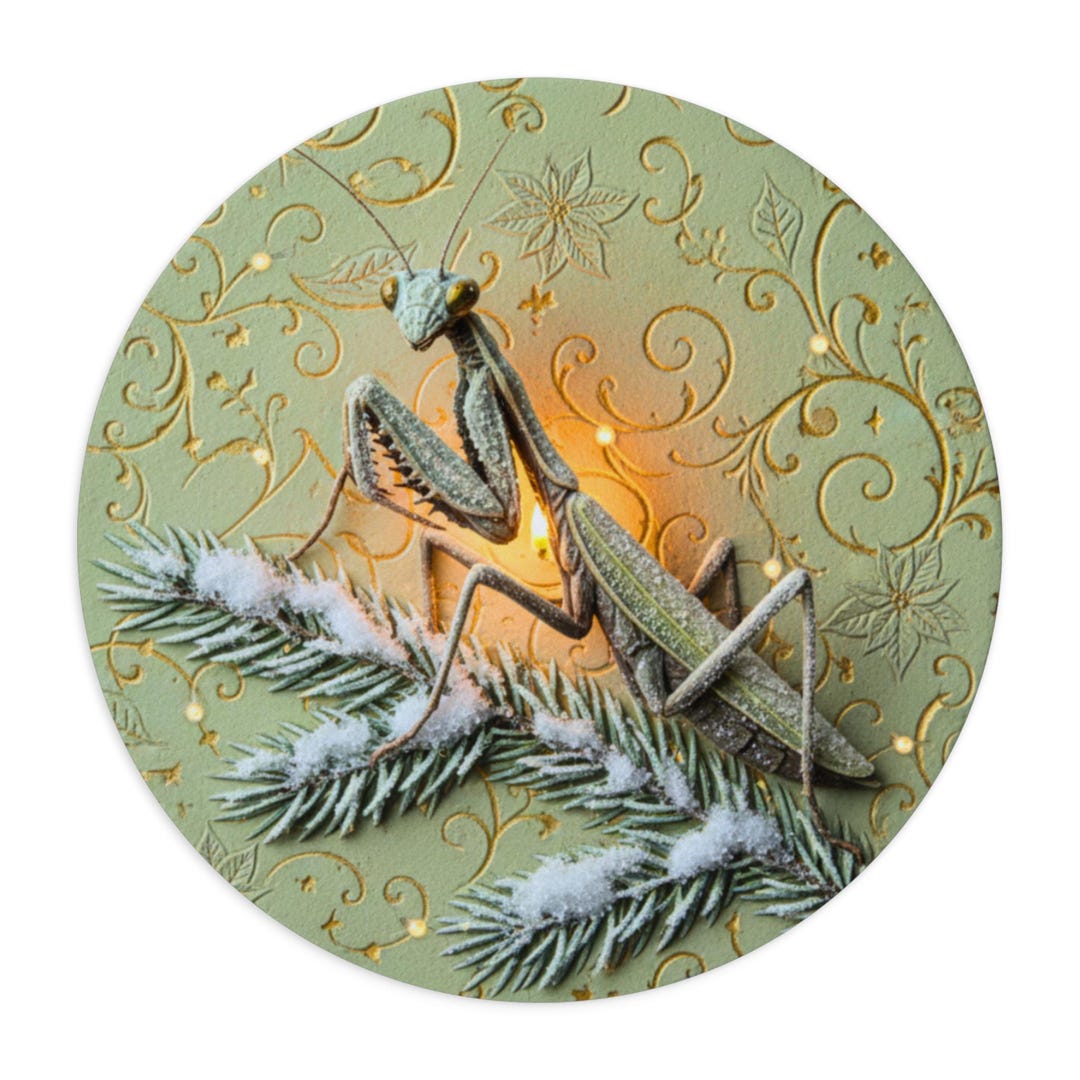 Winter Praying Mantis Round Mouse Pad Nature Insect Yule Forest Gift - Etsy