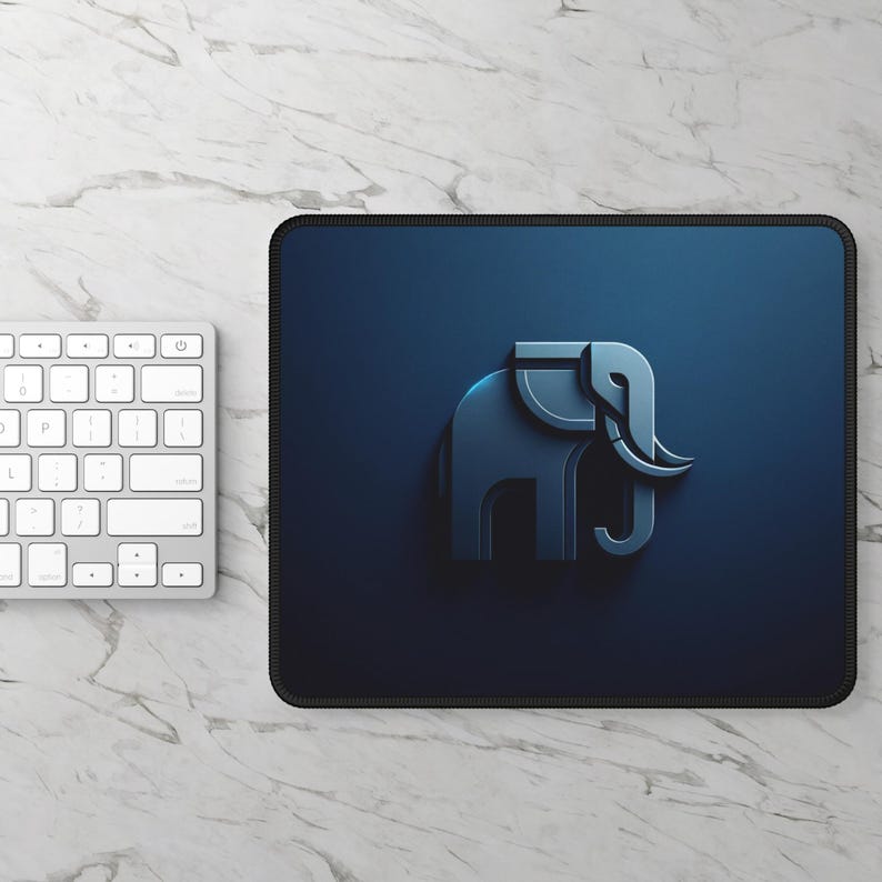 Geometric Elephant Mouse Pad: Modern Blue Desk Decor - Etsy