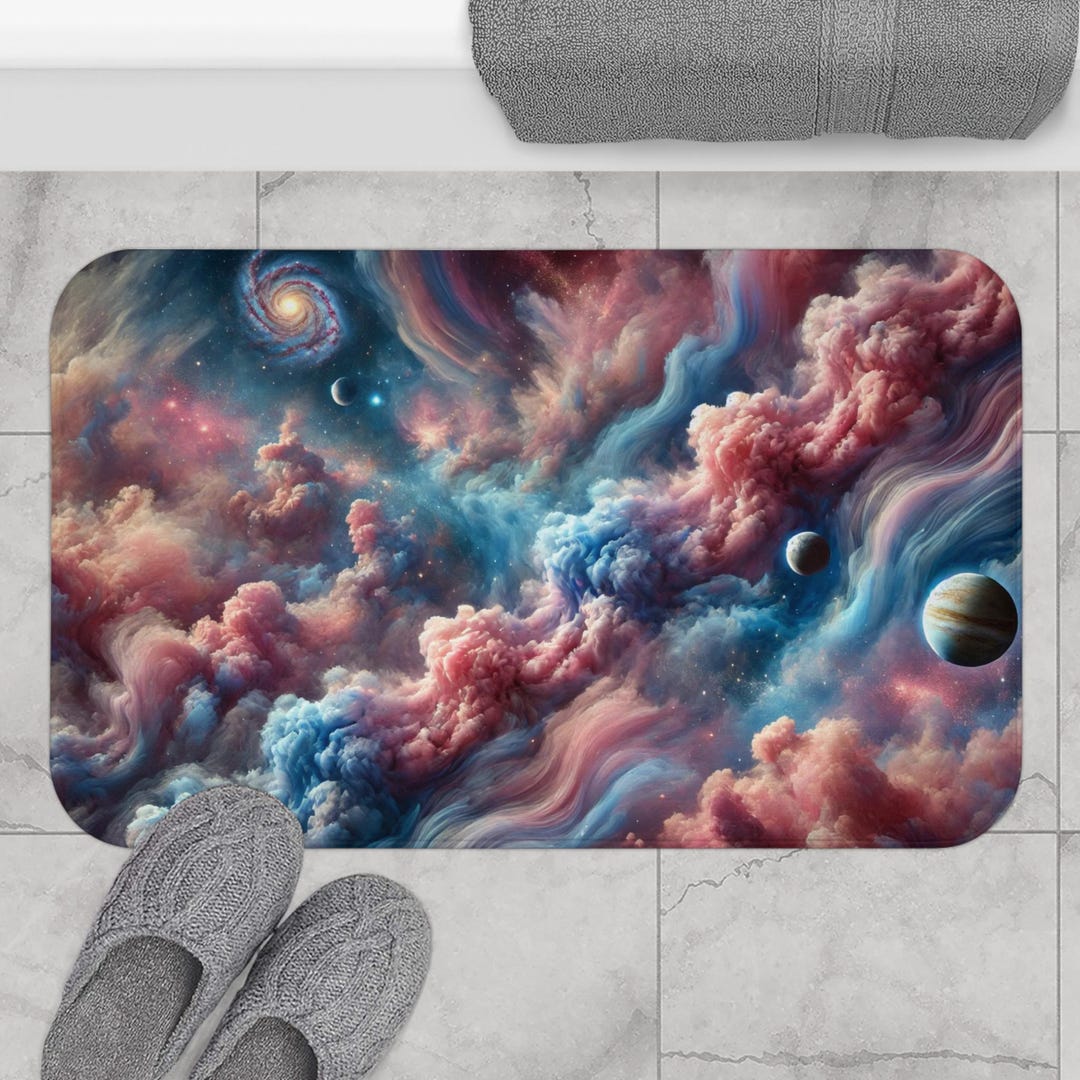Galaxy Cloud Bath Mat: Cosmic Nebula Space Decor, Memory Foam - Etsy