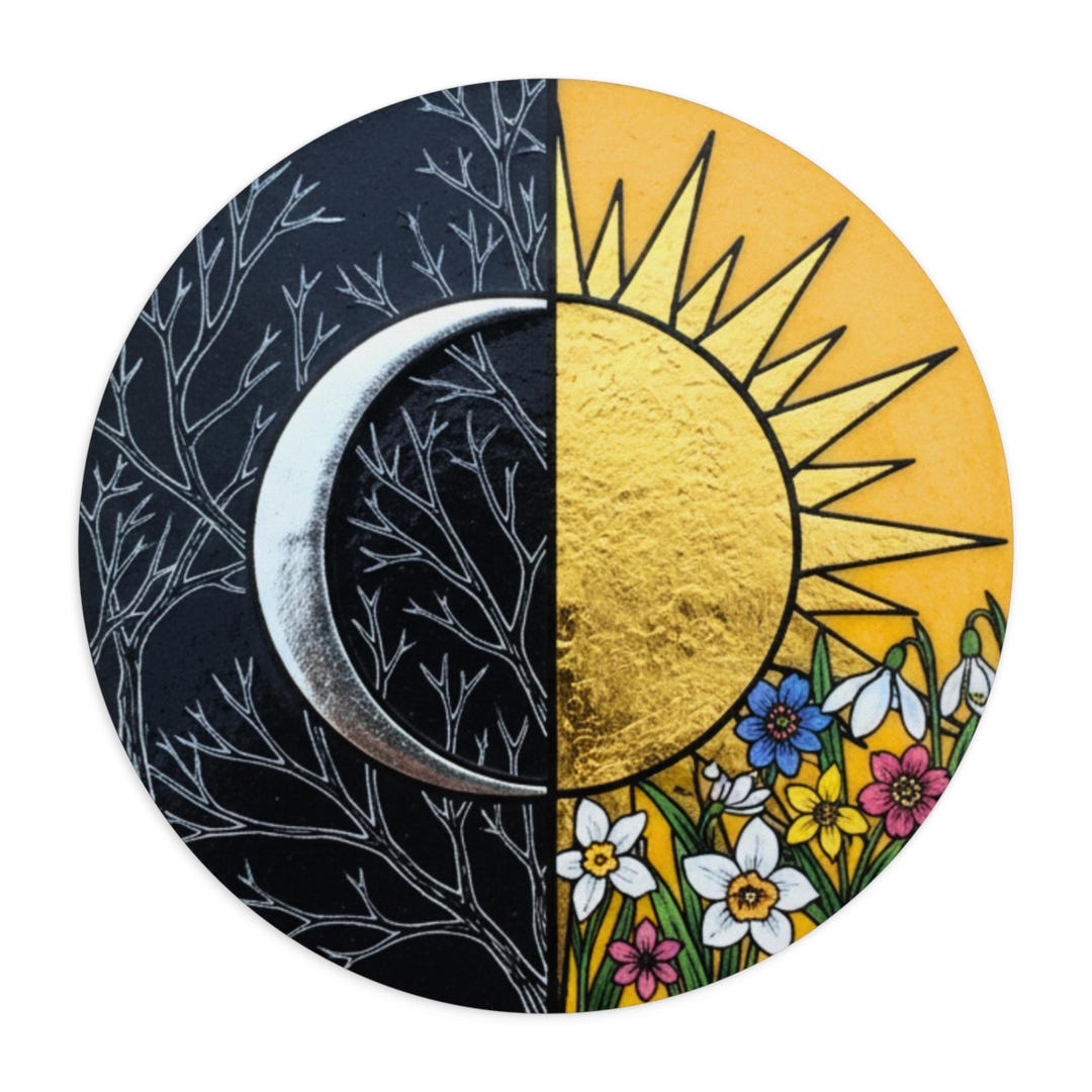 Sun and Moon Round Mouse Pad Day Night Balance Celestial Art Desk - Etsy