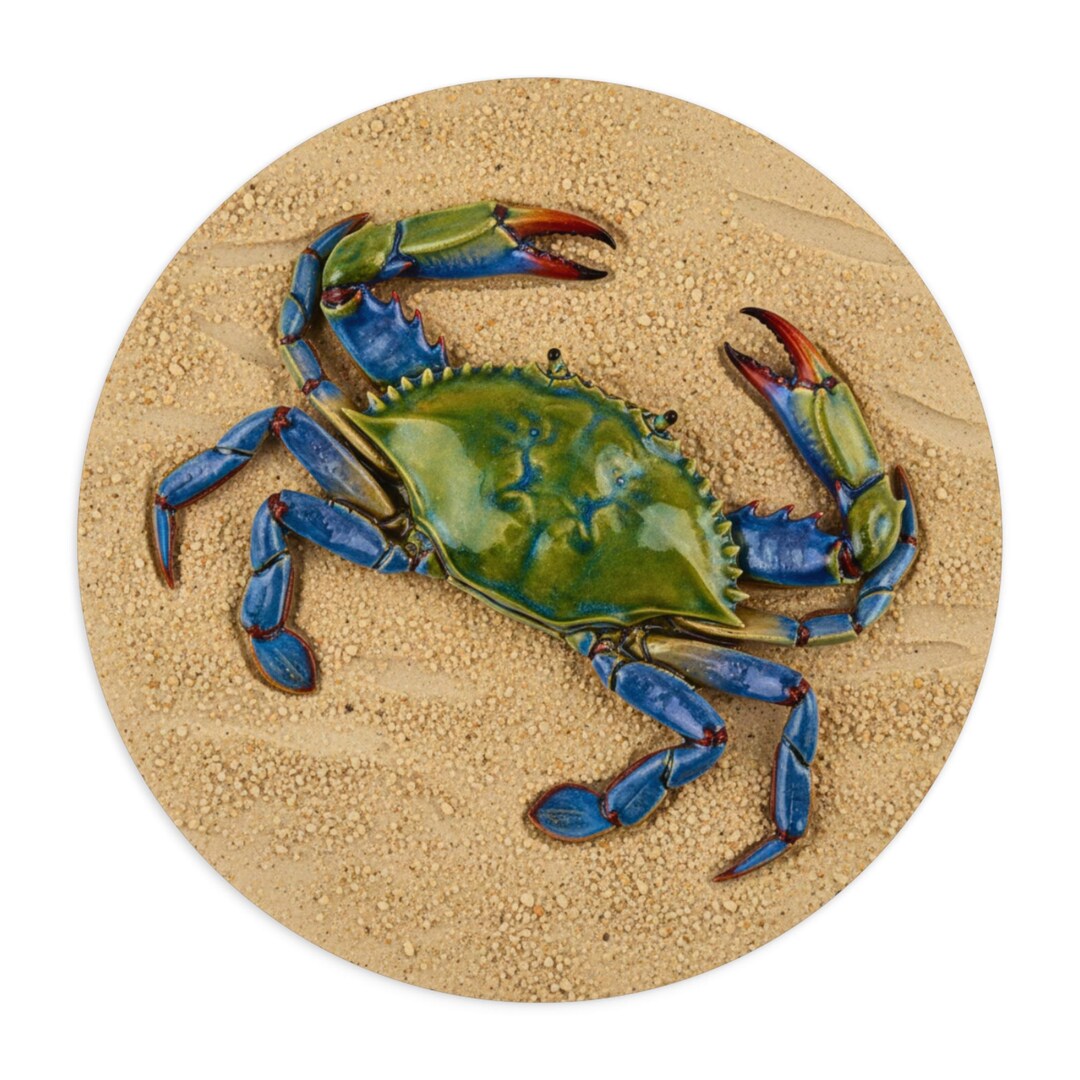 Blue Crab Round Mouse Pad Coastal Marine Wildlife Ocean Desk Art - Etsy