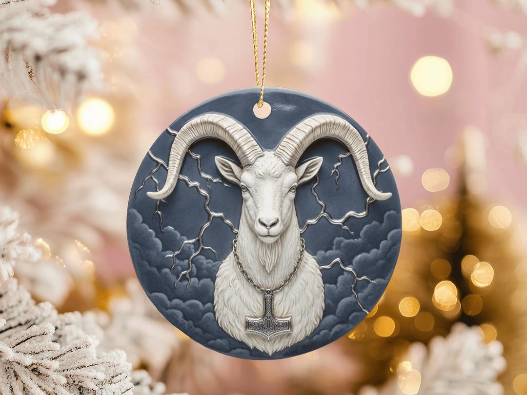 Thor's Goat Christmas Ornament: Mjolnir, Norse Mythology Yule Decor - Etsy
