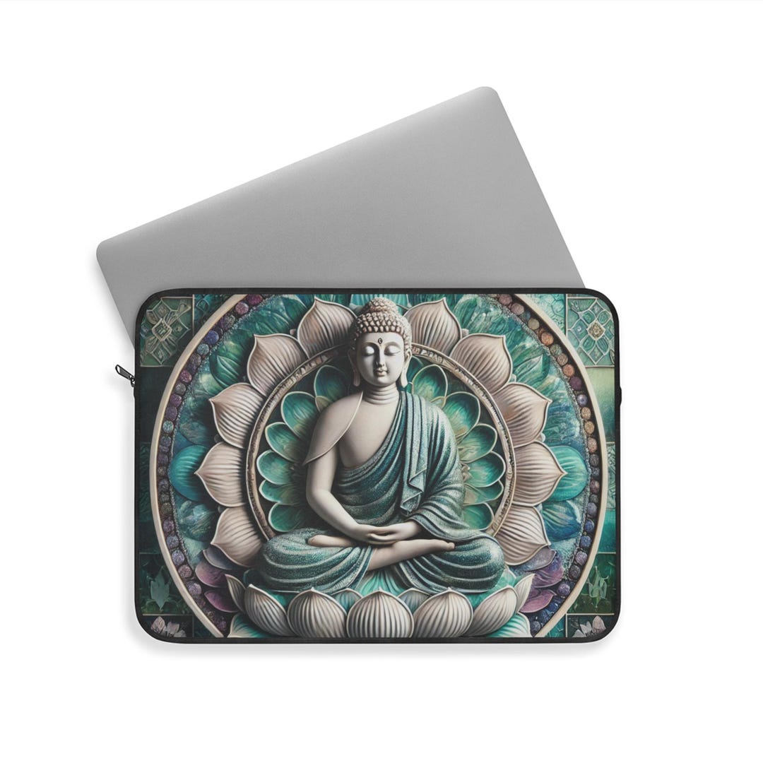 Buddha Laptop Sleeve: Meditative Lotus Design, Spiritual Tech Bag - Etsy