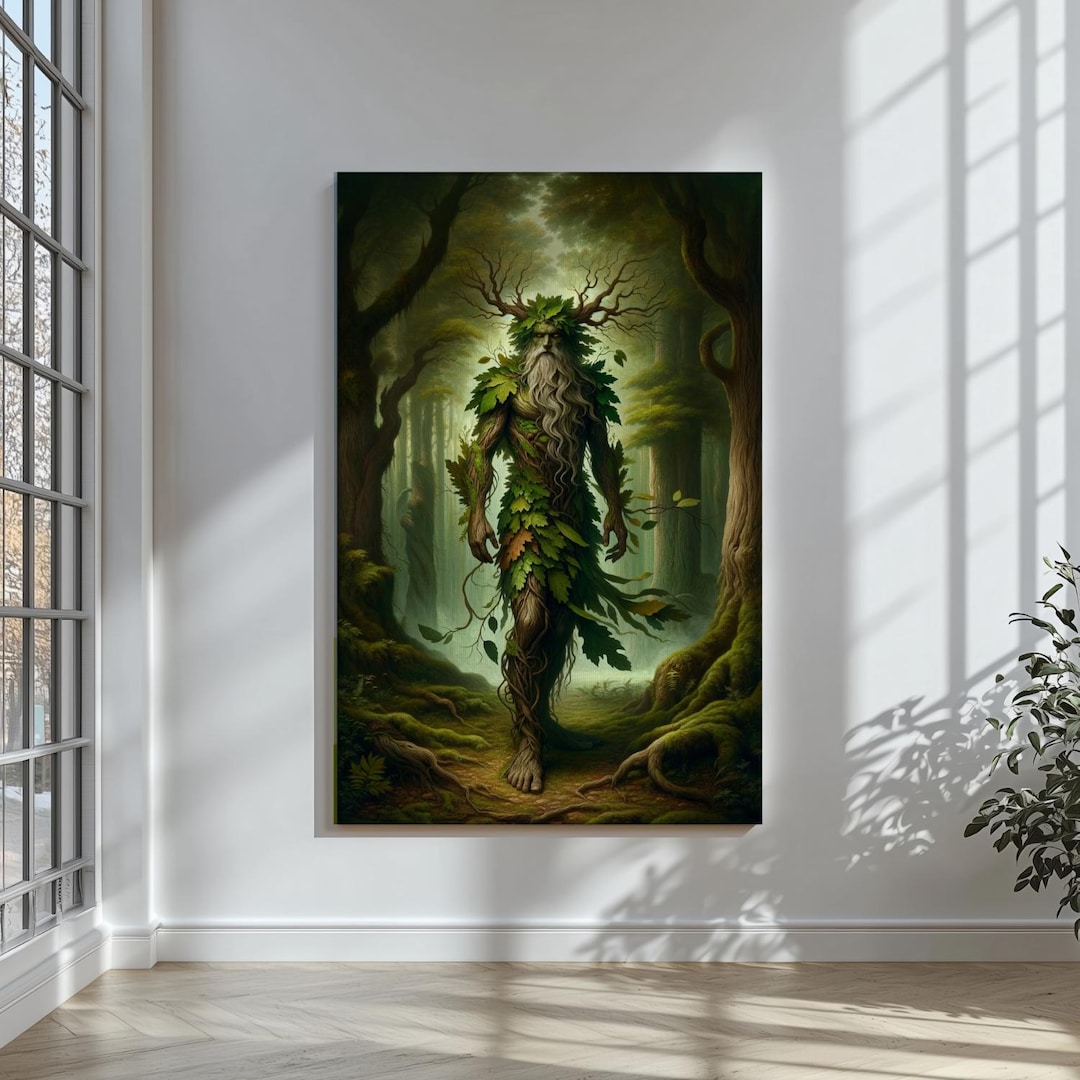 Green Man Canvas Art: Celtic Pagan Forest Spirit Decor - Etsy