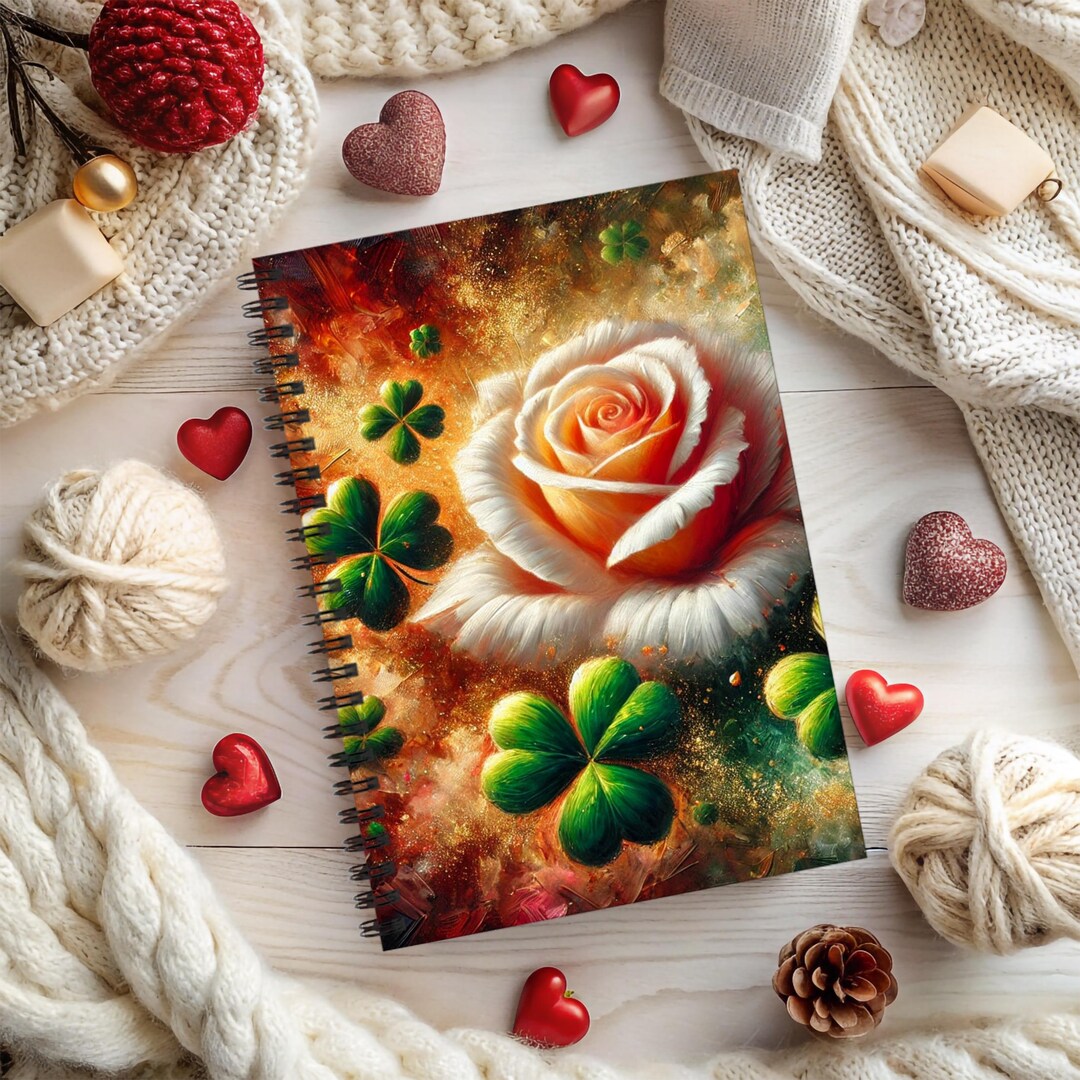 Rose and Clover Spiral Notebook: Floral Journal, Romantic Stationery - Etsy