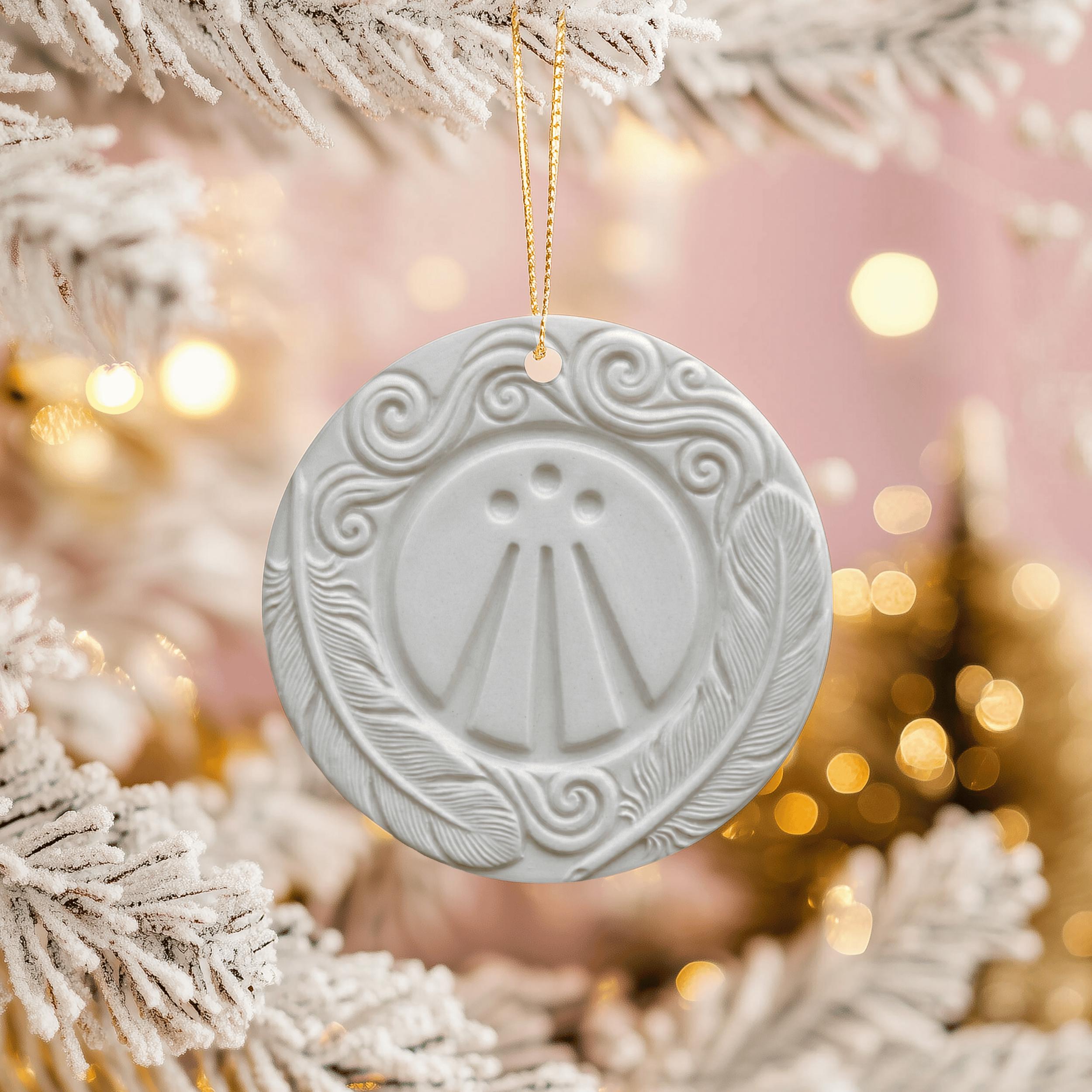Awen Symbol Ornament Druid Inspiration Decor Pagan Yule Gift Feather ...