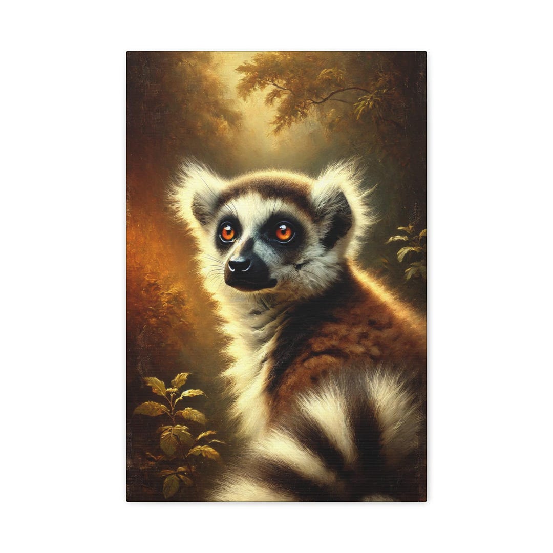 Lemur Wall Art Jungle Animal Print Ring Tailed Lemur Painting Wildlife ...