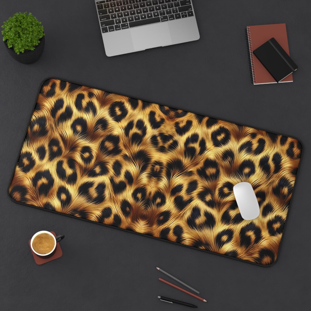 Leopard Print Desk Mat: Stylish Animal Print Office Decor - Etsy