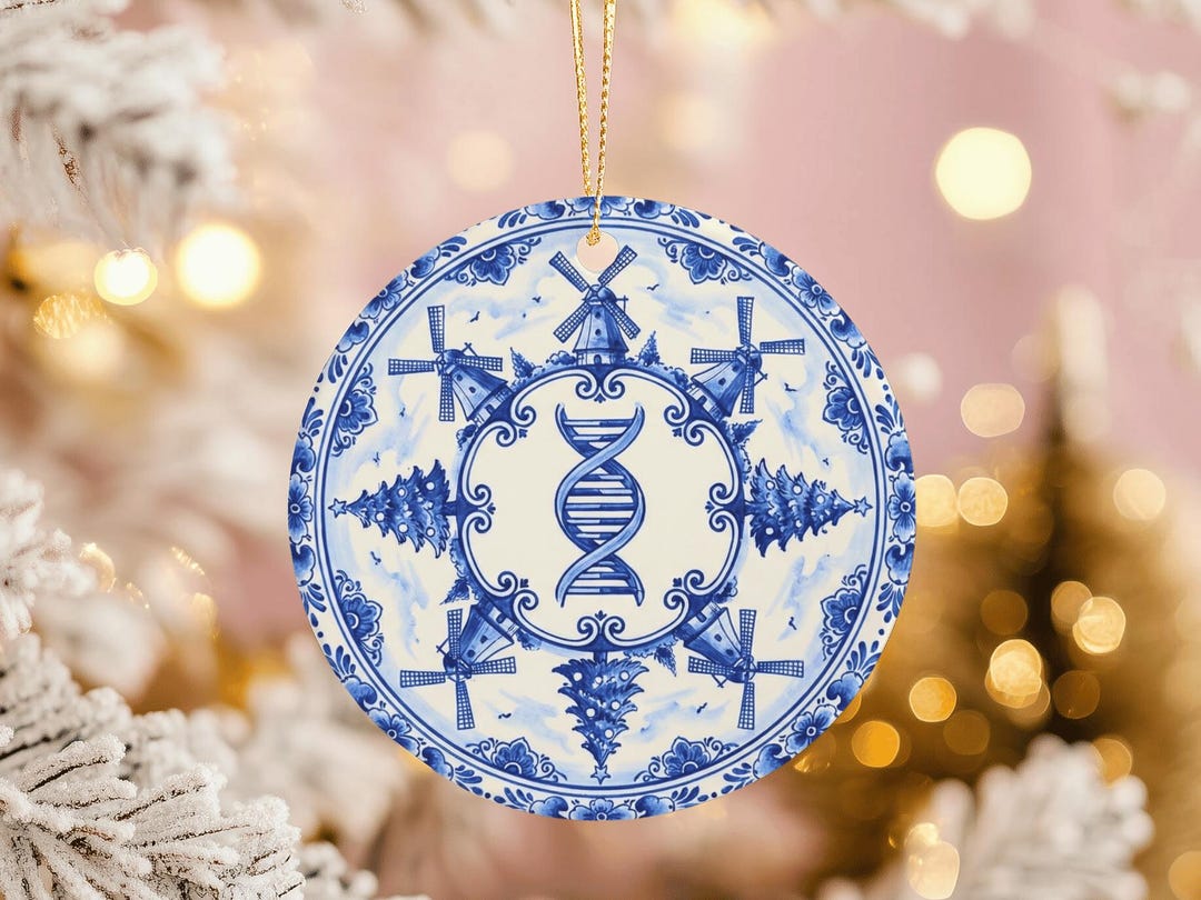 Delft Blue DNA Helix Christmas Ornament - Dutch Windmill Tree Bauble - Etsy