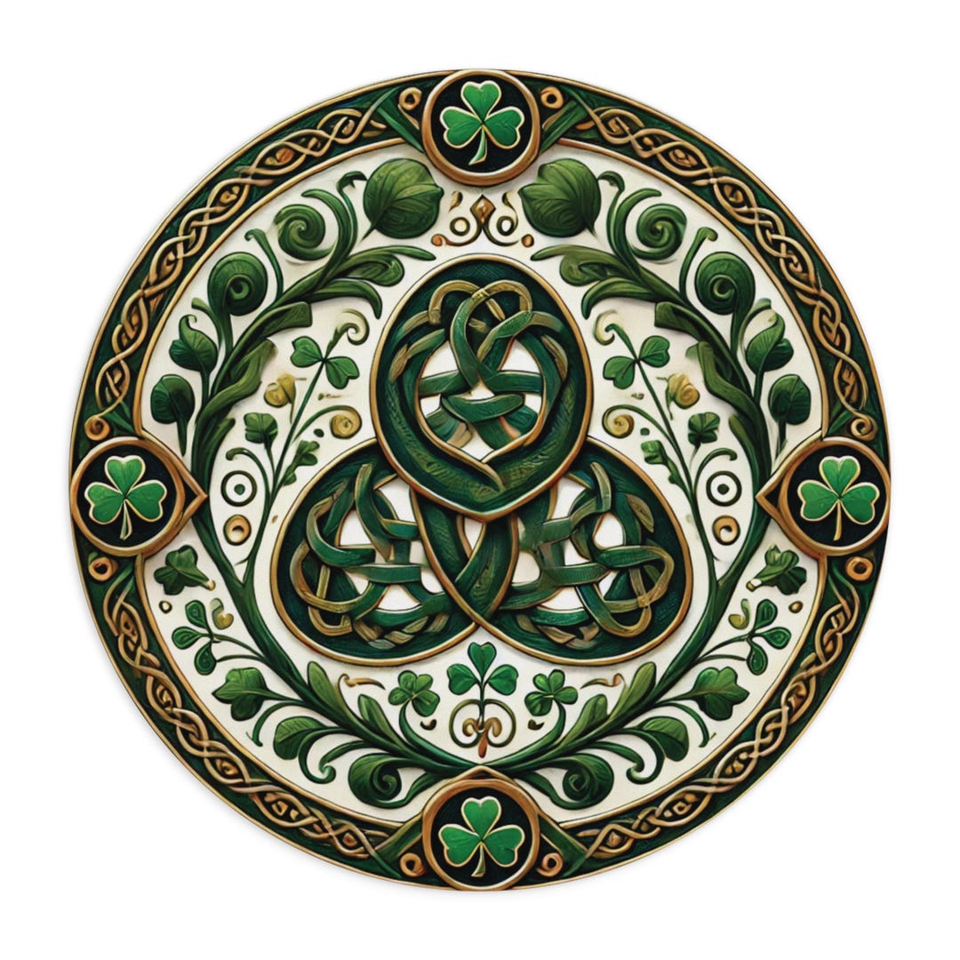 Celtic Knot Shamrock Mouse Pad: Irish Stained Glass Desk Decor - Etsy