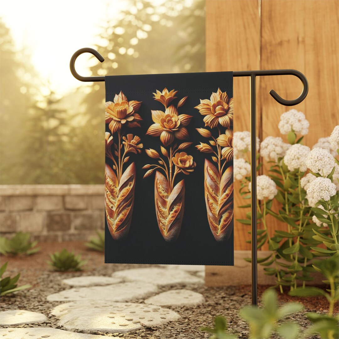 Baguette Flower Garden Flag: Whimsical French Bakery Decor - Etsy