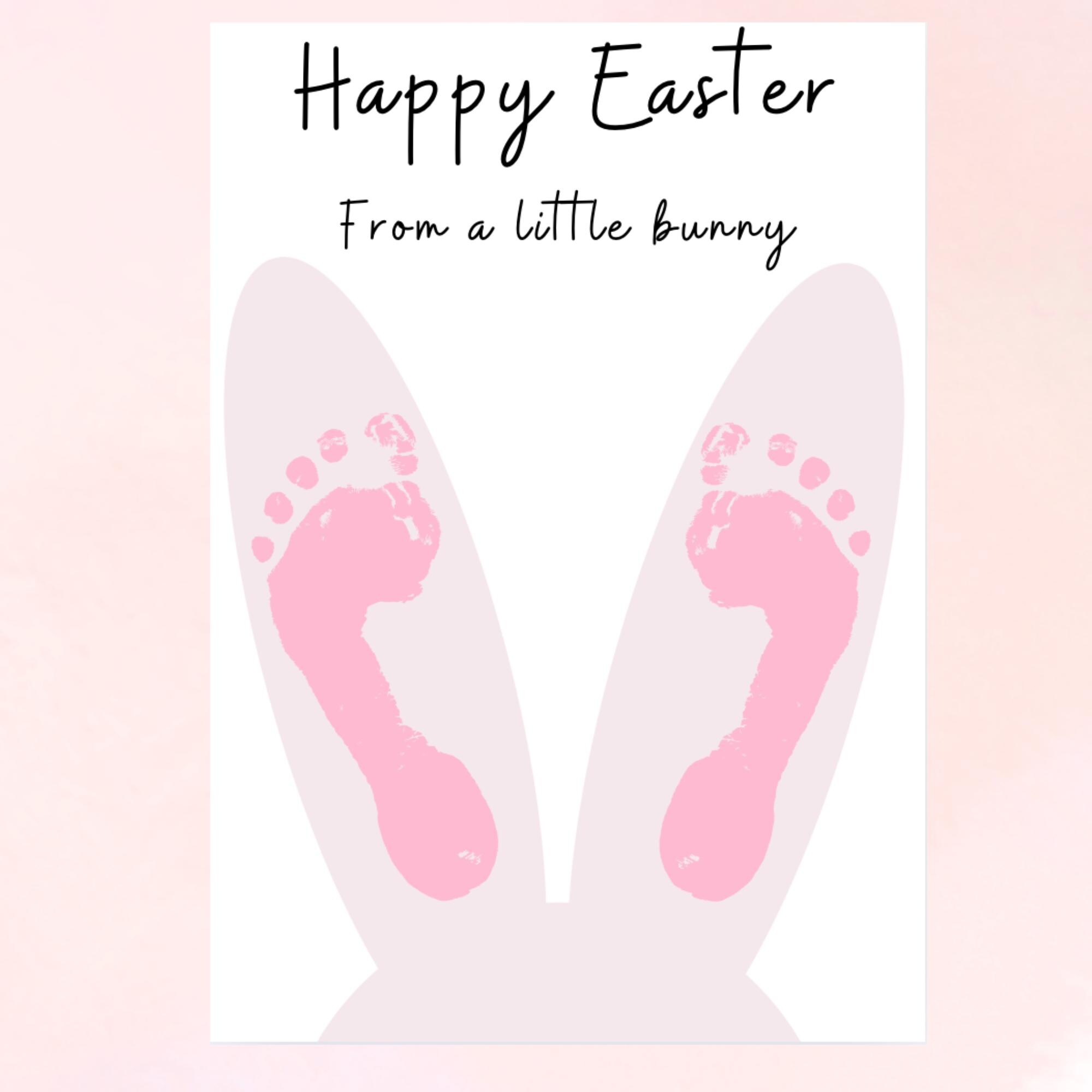 Hoppy Easter Little Bunny / Footprint Art Craft / Printable / 1st Happy ...