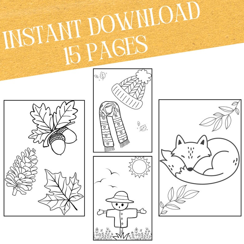 Autumn Coloring Pack Printable for Kids | Easy Fall Pages for Toddlers ...