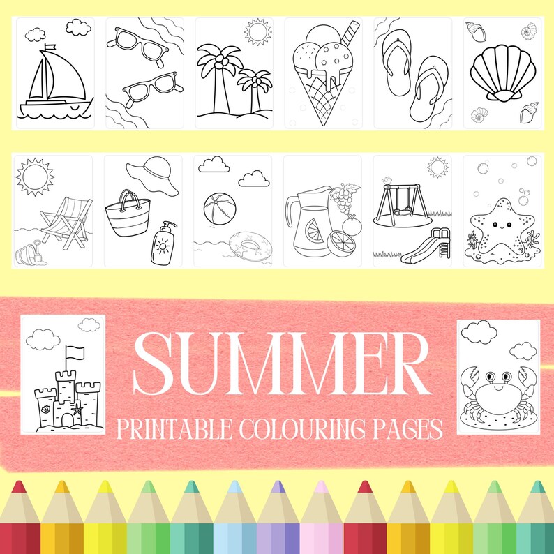 Summer Coloring Pack Printable for Kids | Easy Fall Pages for Toddlers ...
