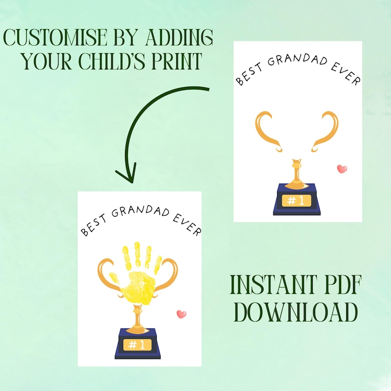 Best Grandad Ever / Trophy No # 1 Handprint Art Craft / Champion ...
