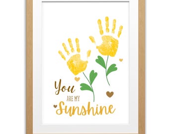 You Are My Sunshine Mother's Day Handprint Art Craft Keepsake Template ...