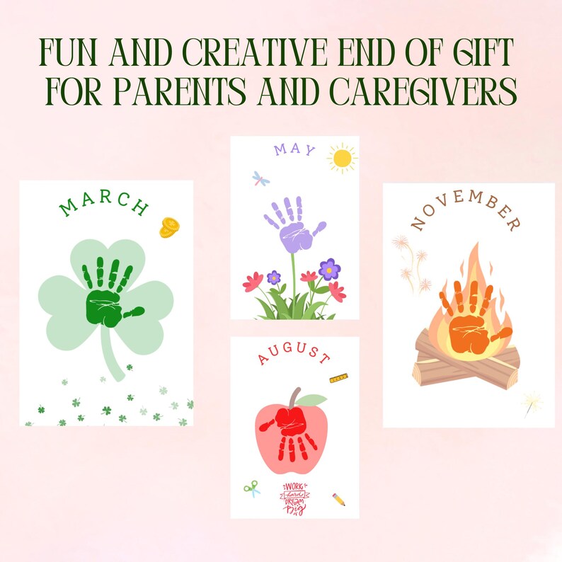 Kids Memory Book With Handprint Art UK | Printable 12 Month Calendar ...