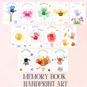 Kids Memory Book With Handprint Art USA | Printable 12 Month Calendar ...
