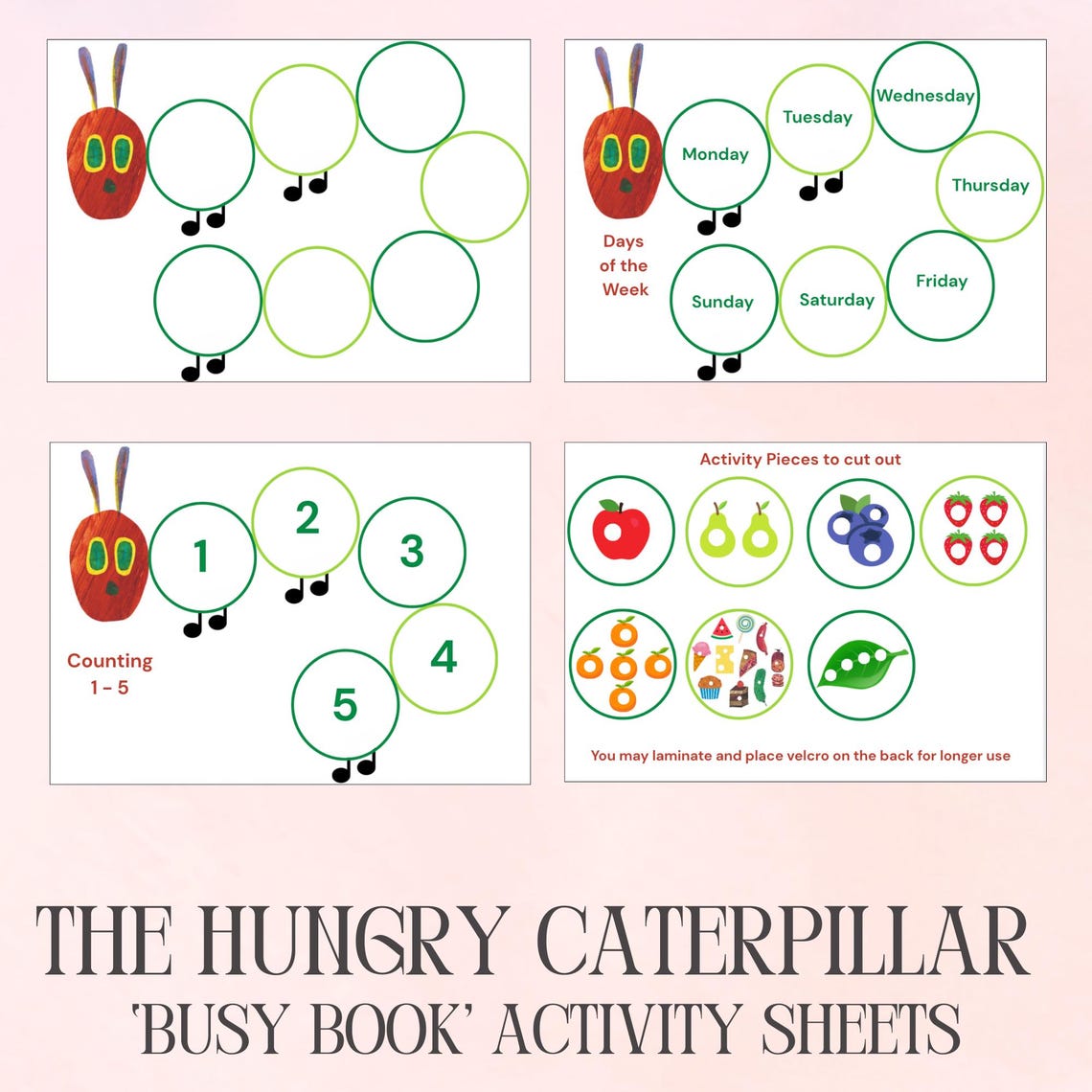 The Very Hungry Caterpillar Activity Sheets / Days of the Week ...