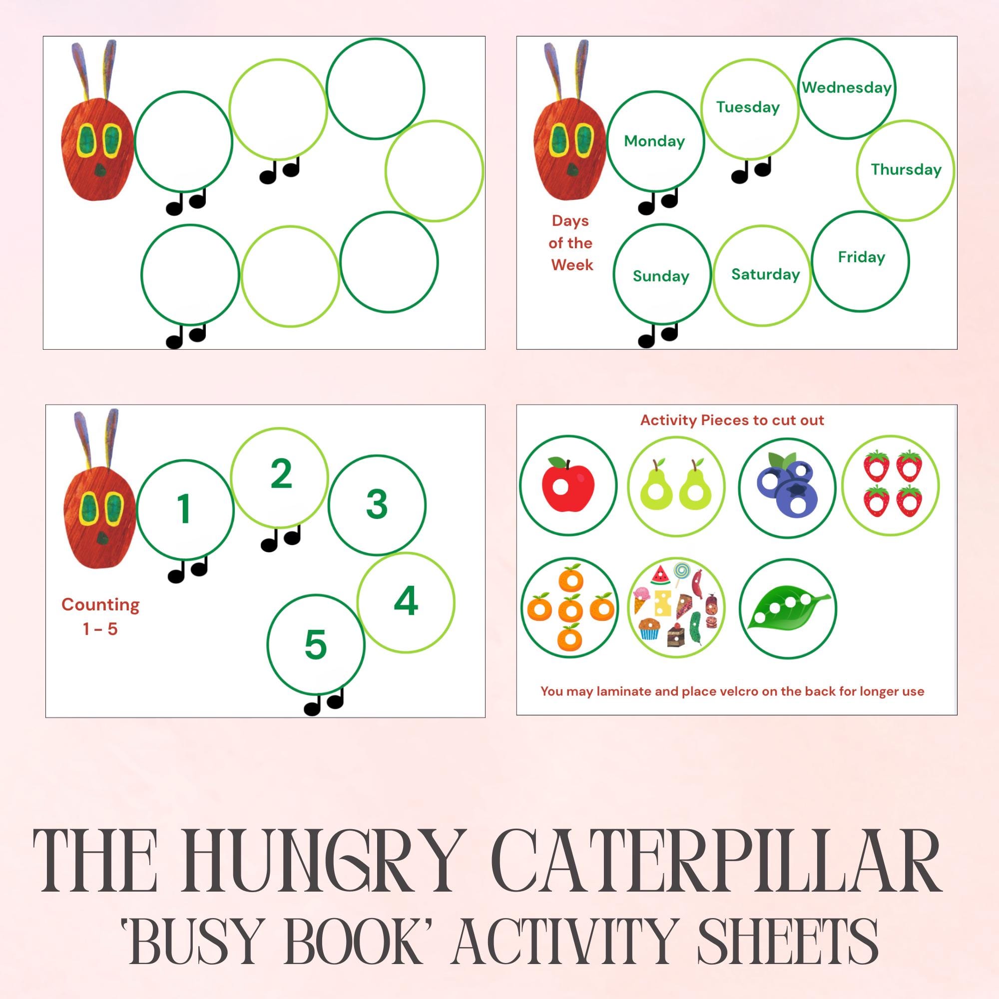 The Very Hungry Caterpillar Activity Sheets / Days of the Week ...