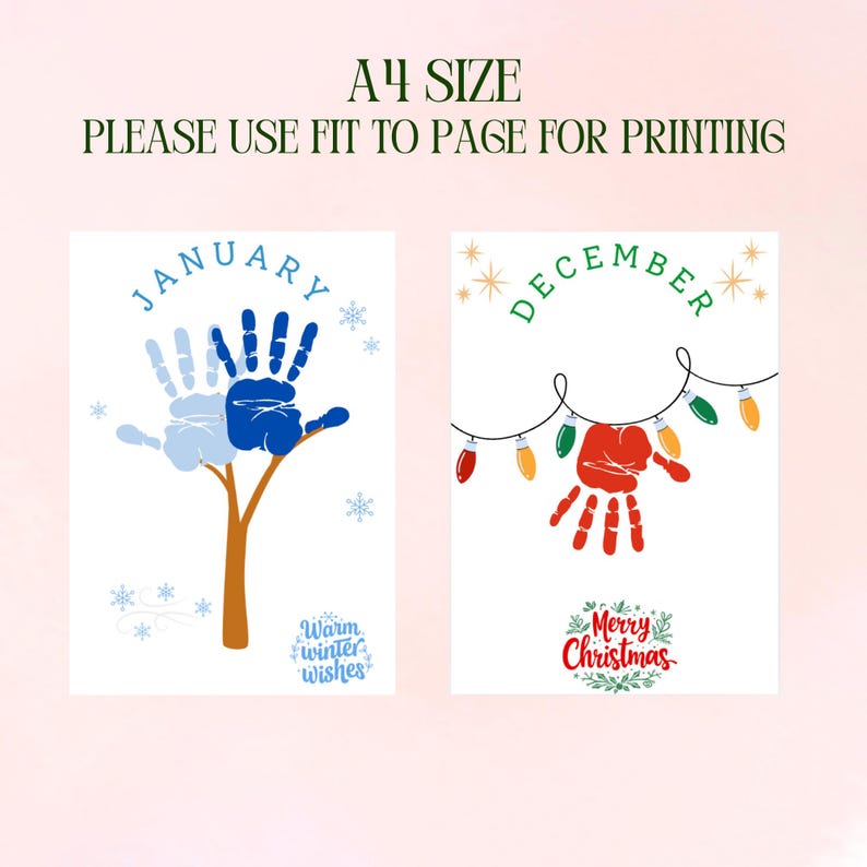 Kids Memory Book With Handprint Art UK | Printable 12 Month Calendar ...