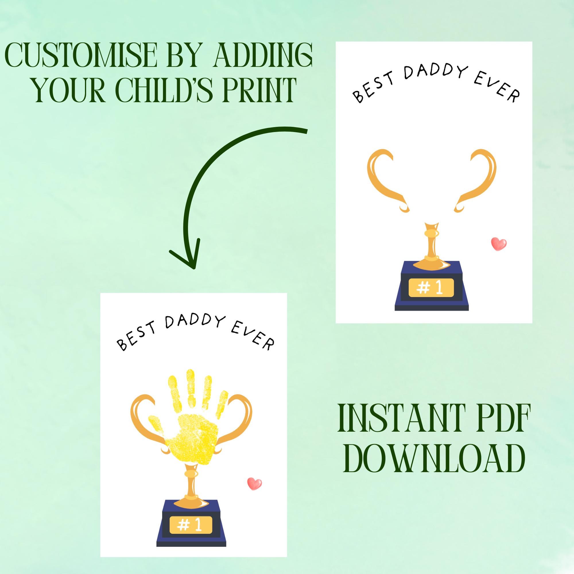 Best Daddy Ever / Trophy No # 1 Handprint Art Craft / Champion ...