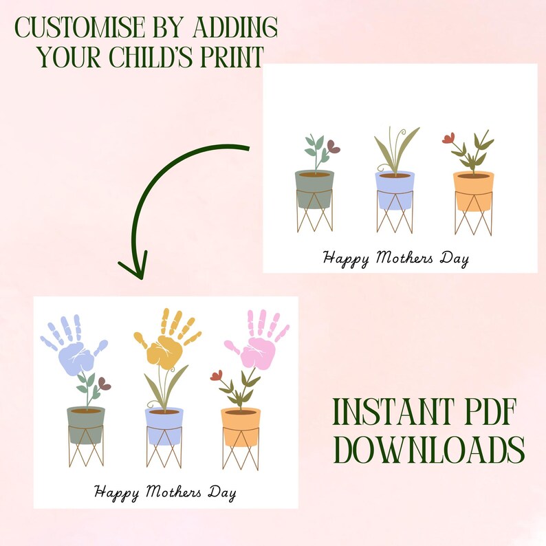 Flower Pots Handprint Art | Happy Mother's Day Keepsake Printable | DIY ...