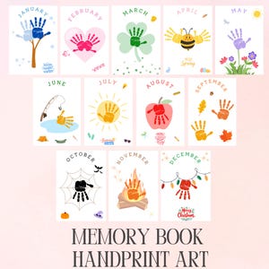 Kids Memory Book With Handprint Art UK | Printable 12 Month Calendar ...