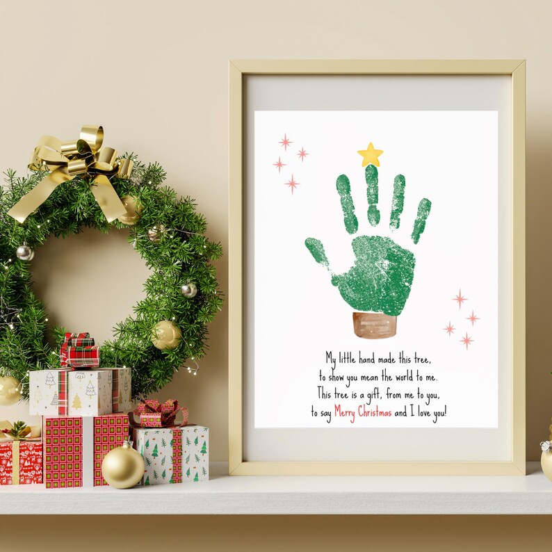 Christmas Tree Handprint Art / Printable Cute Craft for Christmas ...