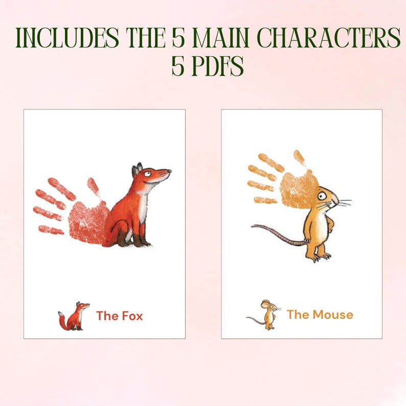 The Gruffalo Characters Handprint Activity / Printable Fun Art Craft ...