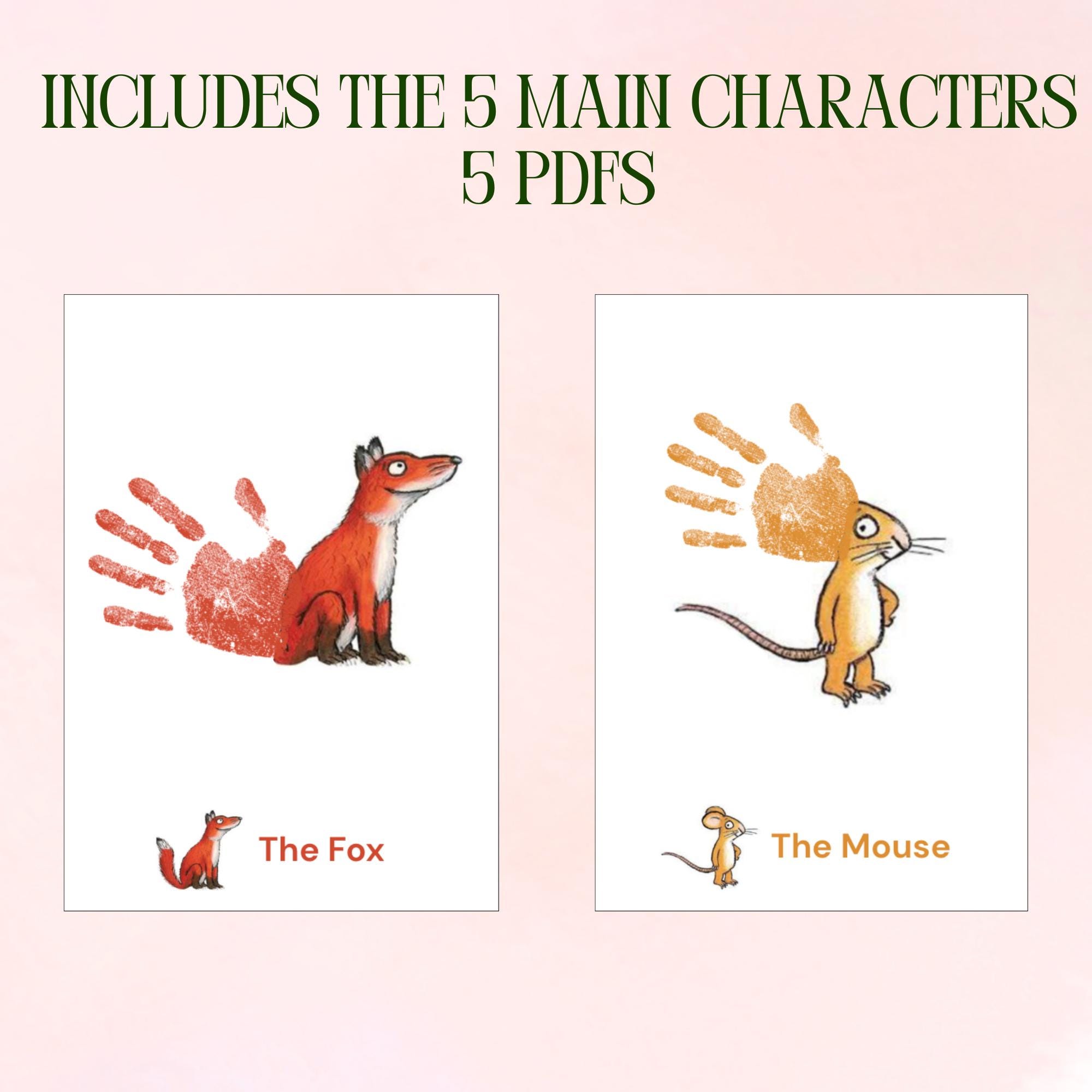 The Gruffalo Characters Handprint Activity / Printable Fun Art Craft ...