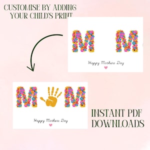 Floral Handprint Art | Printable Gift for Mum, Mom, Grandma | Mother's ...