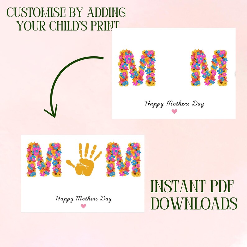 Floral Handprint Art | Printable Gift for Mum, Mom, Grandma | Mother's ...