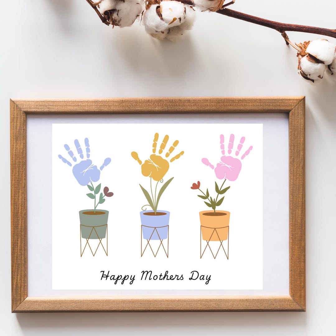 Flower Pot Handprint Craft Art, Printable Gift for Mum, Mom, Grandma ...
