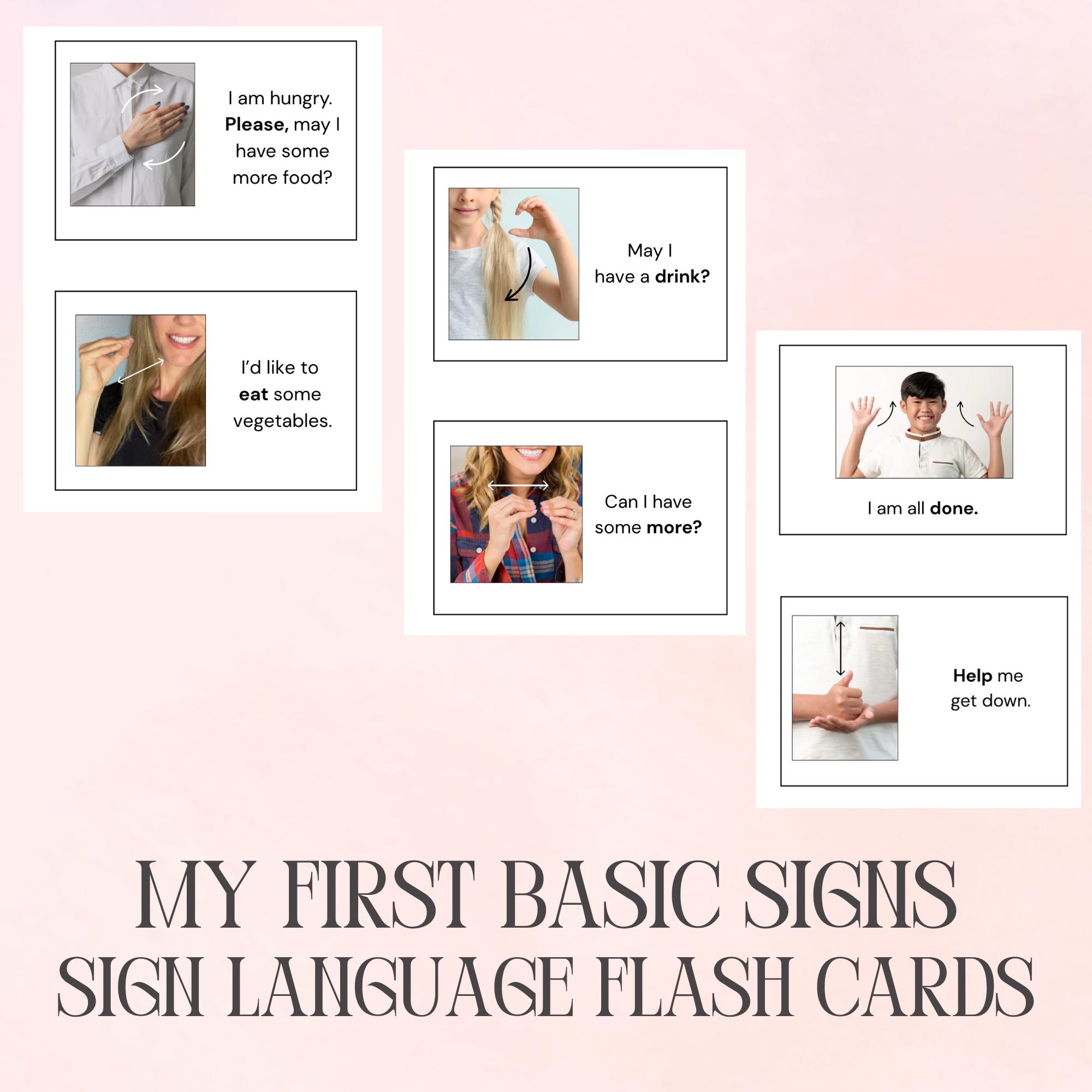 My First Basic Signs Flashcards Booklet | Baby Sign Language Printable ...