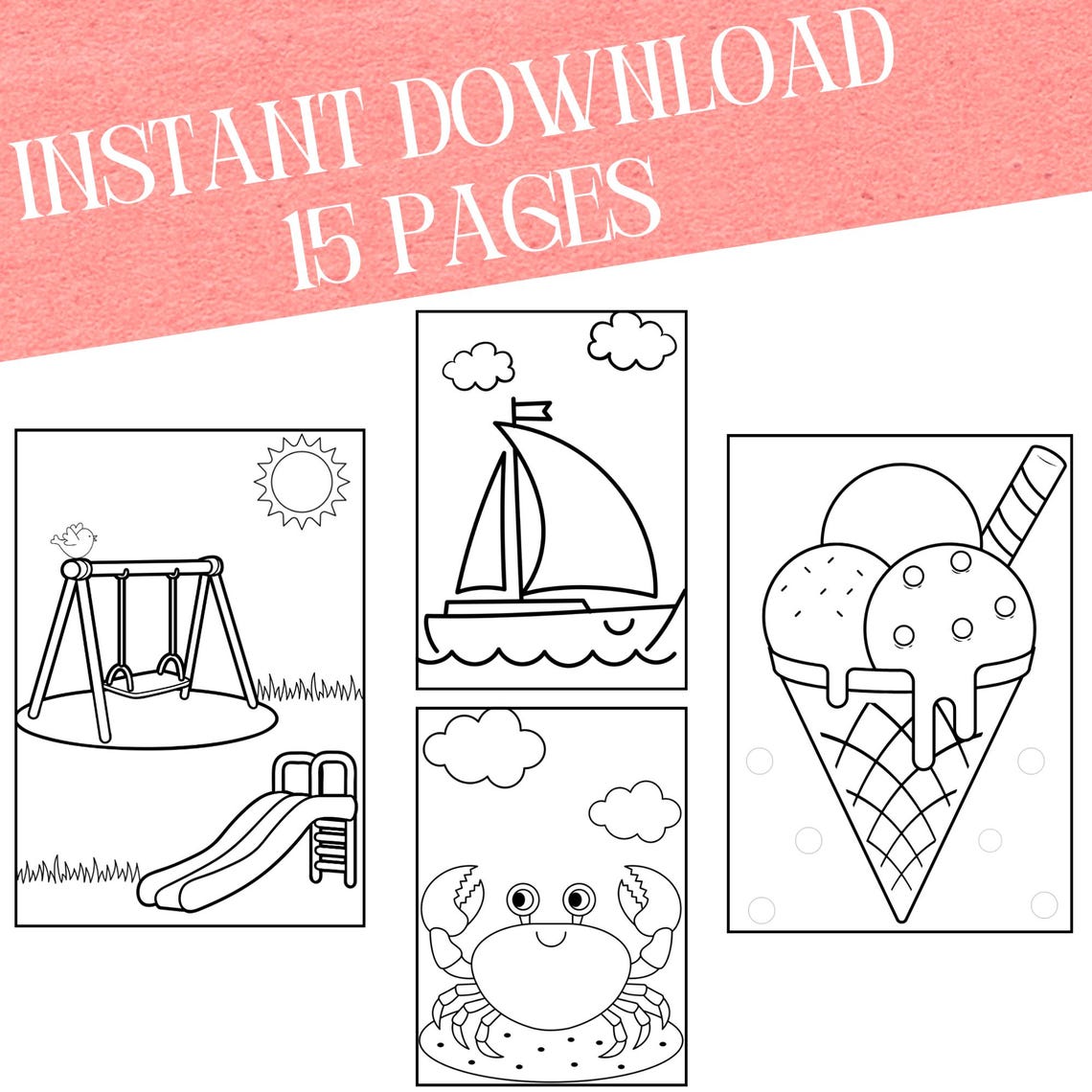 Summer Coloring Pack Printable for Kids | Easy Fall Pages for Toddlers ...