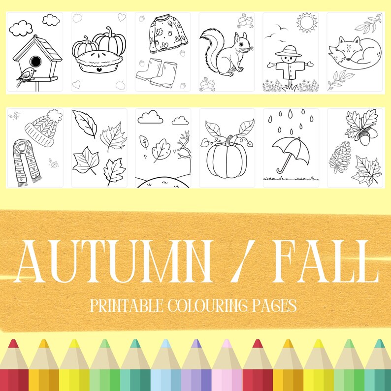 Autumn Coloring Pack Printable for Kids | Easy Fall Pages for Toddlers ...