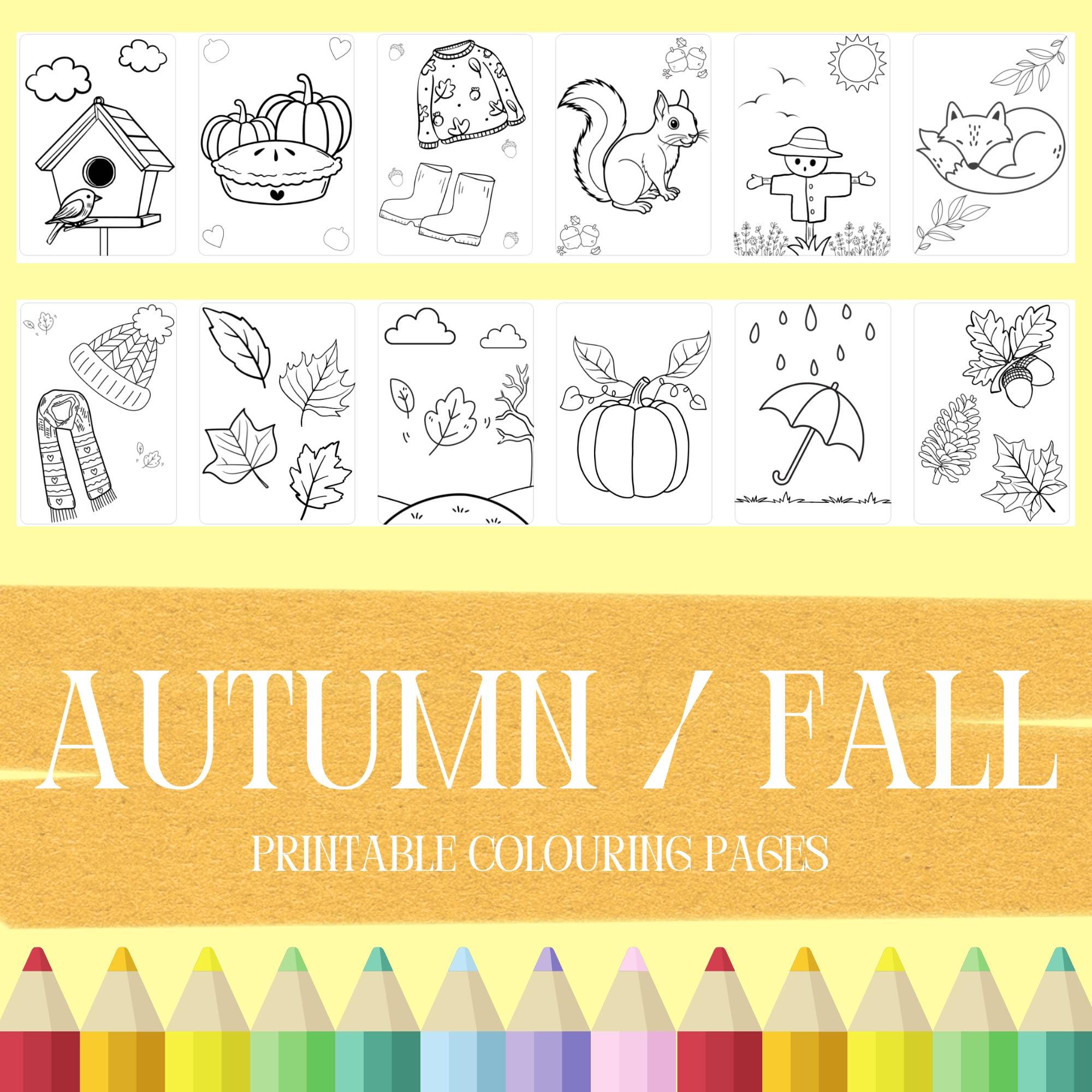 Autumn Coloring Pack Printable for Kids | Easy Fall Pages for Toddlers ...