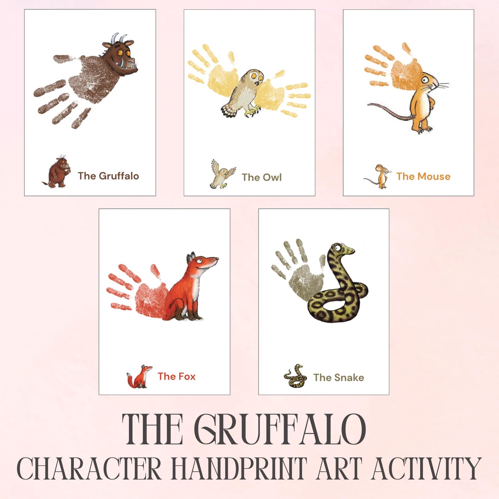 The Gruffalo Characters Handprint Activity / Printable Fun Art Craft ...