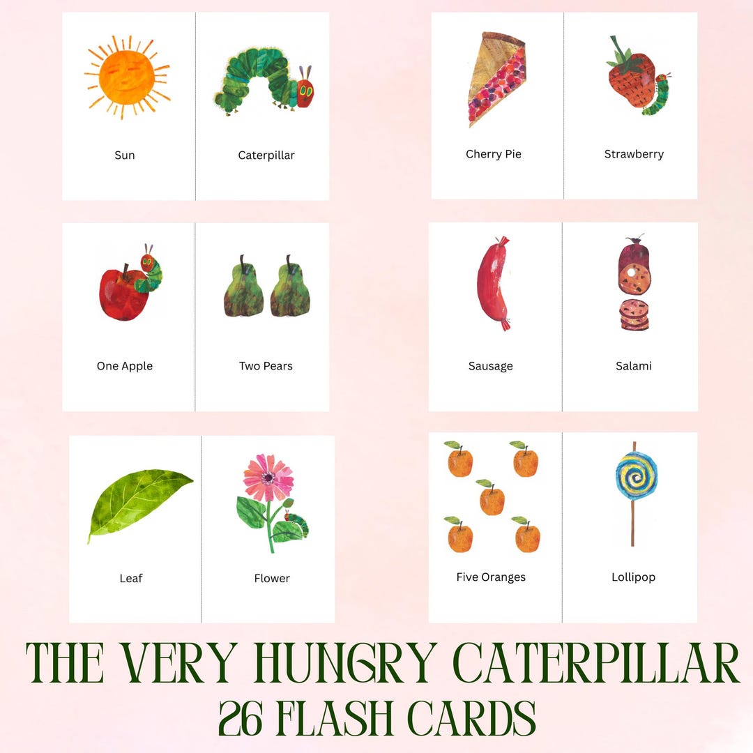 The Very Hungry Caterpillar Flashcards / School Classroom Activity ...