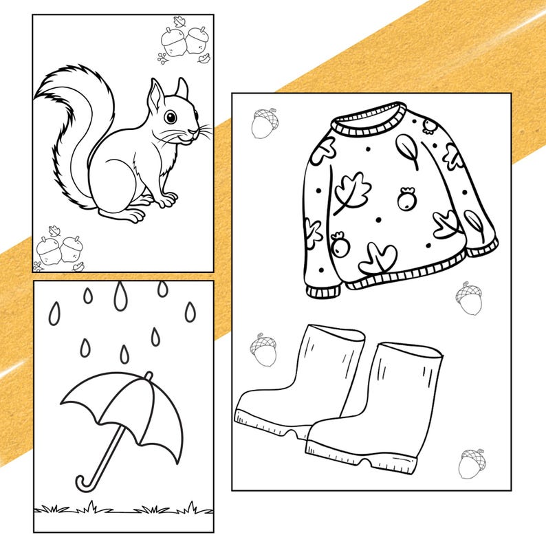 Autumn Coloring Pack Printable for Kids | Easy Fall Pages for Toddlers ...