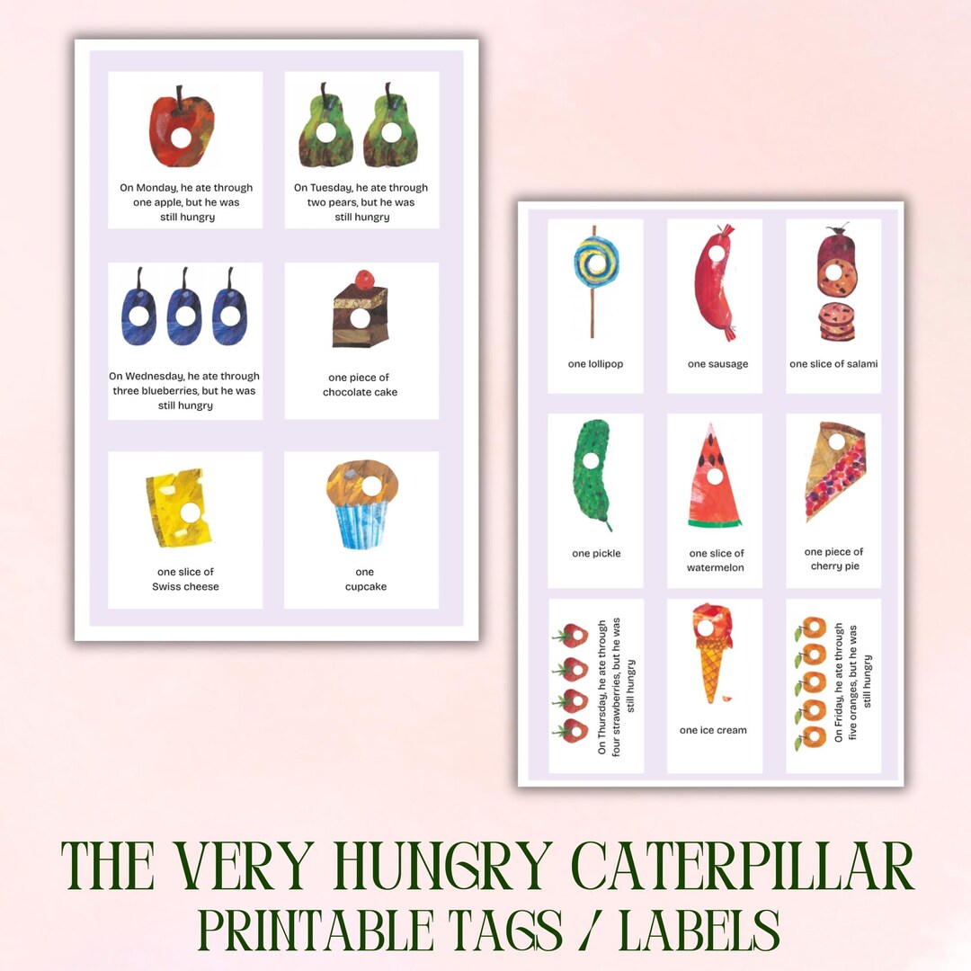 The Very Hungry Caterpillar Printable Tags Labels / First Birthday ...
